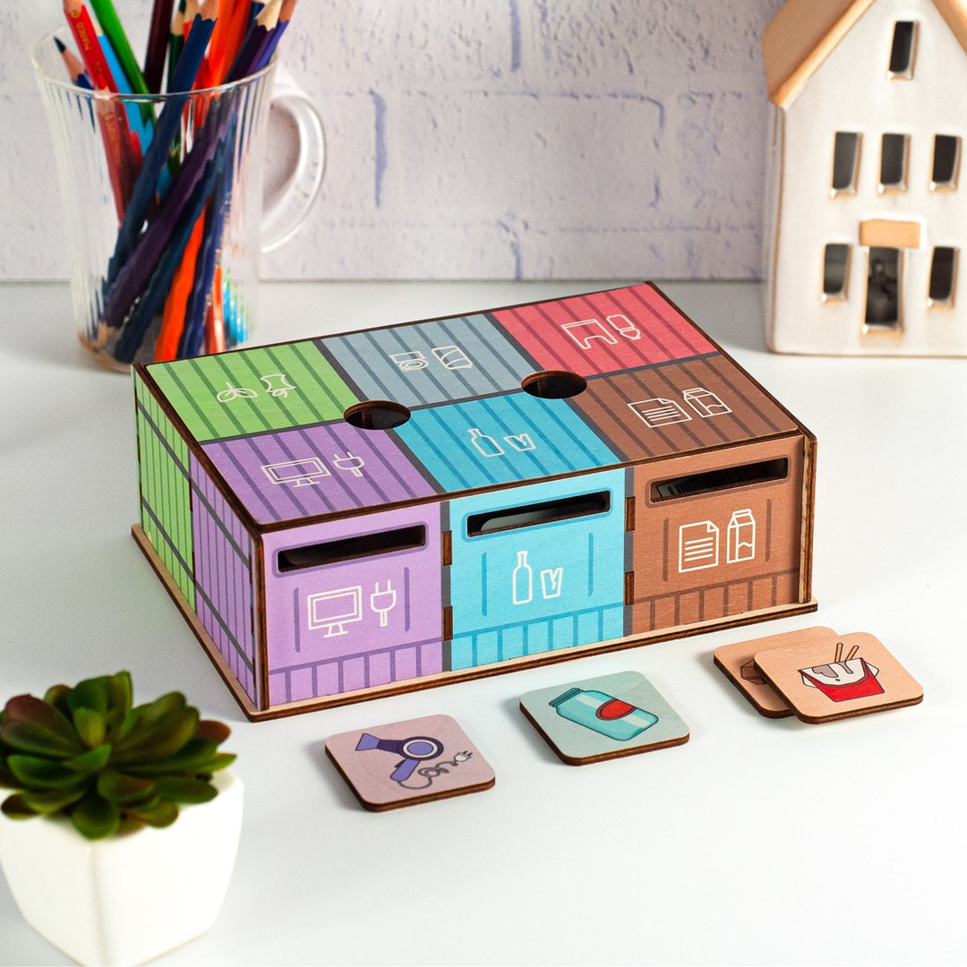 Recycling Game Toys for Toddler, Kids Wood Garbage Sorting Play Set ...