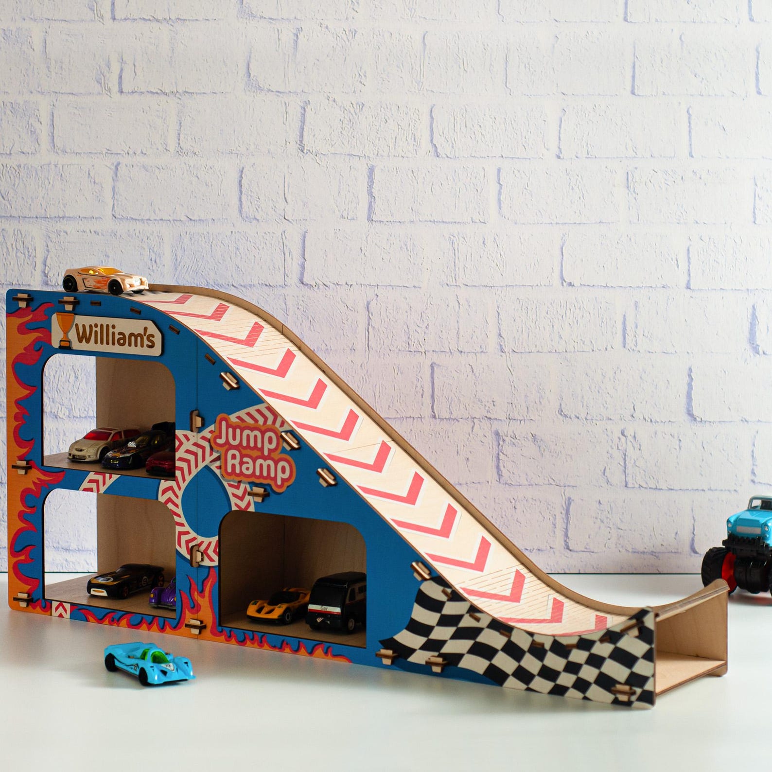 Personalized Jump Ramp for Toys Cars, Cars Parking Garage, Name Toys ...