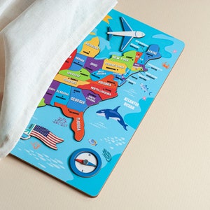 Preschool Gift for Kids, Wooden USA Map Puzzle for Toddlers, Geography ...