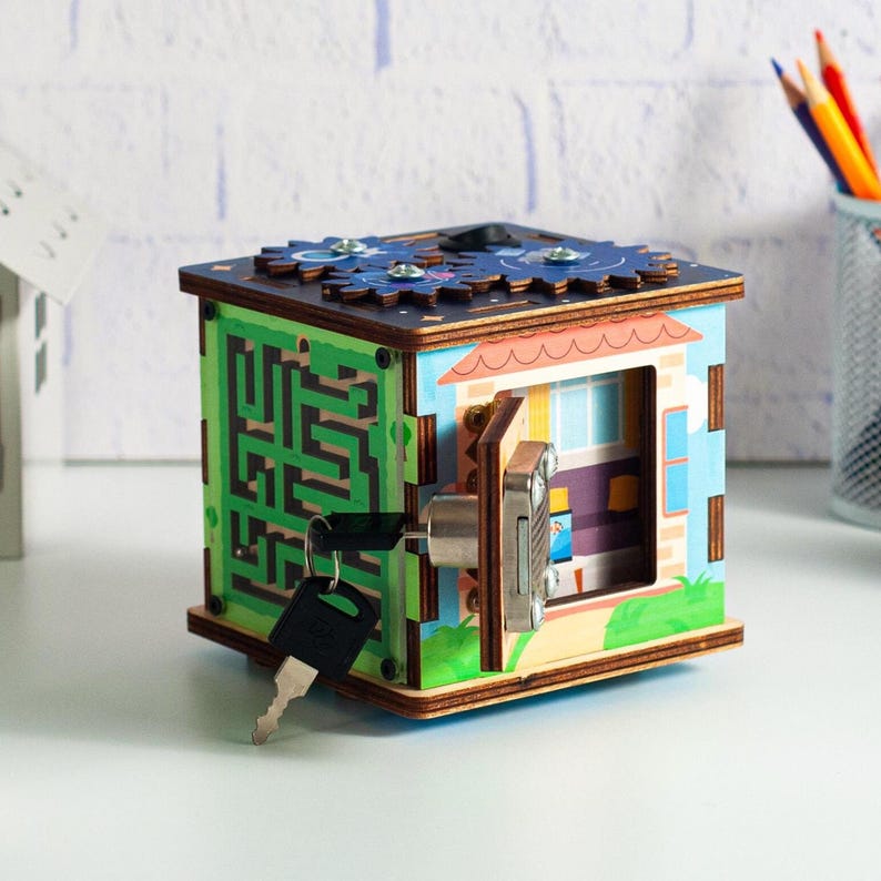 Handcrafted Wooden Activity Fidget Cube, Montessori Sensory Toy - Etsy