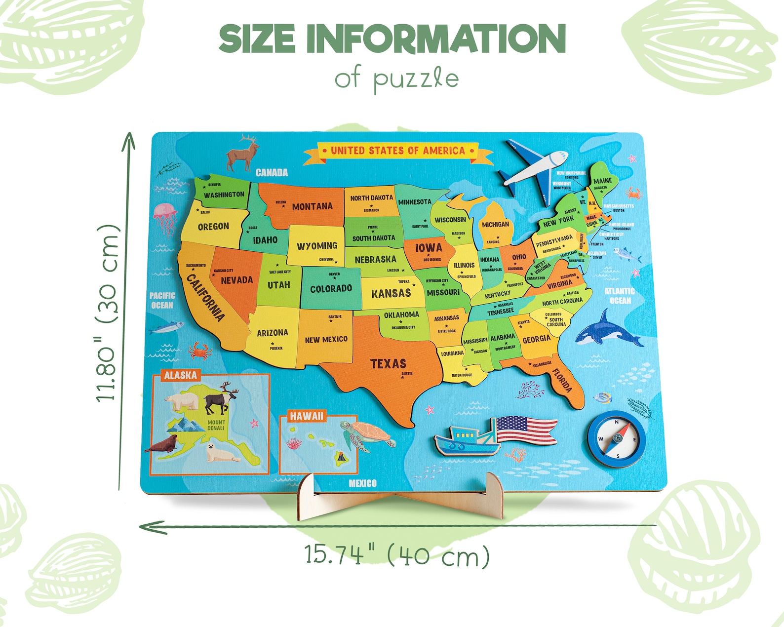 Preschool Gift for Kids, Wooden USA Map Puzzle for Toddlers, Geography ...