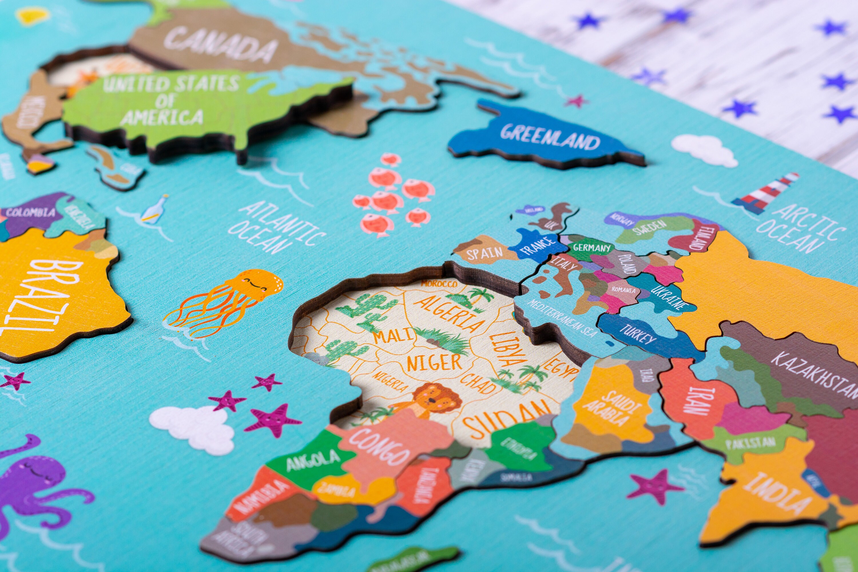 World Map Educational Toy Map Puzzles for Kids Montessori | Etsy