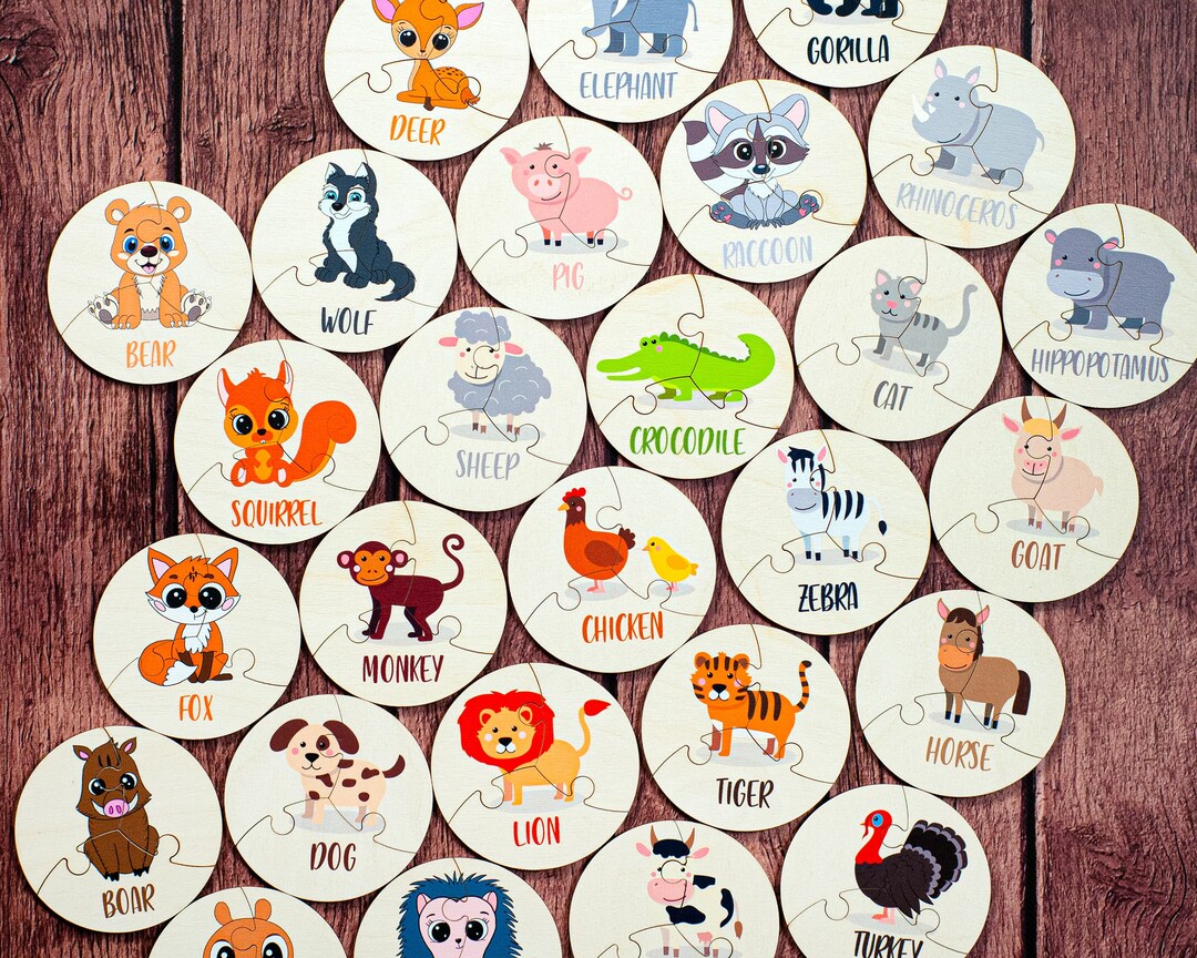 Animals Matching Puzzle for Kids, Memory Game, Farm Safari Zoo Toys ...
