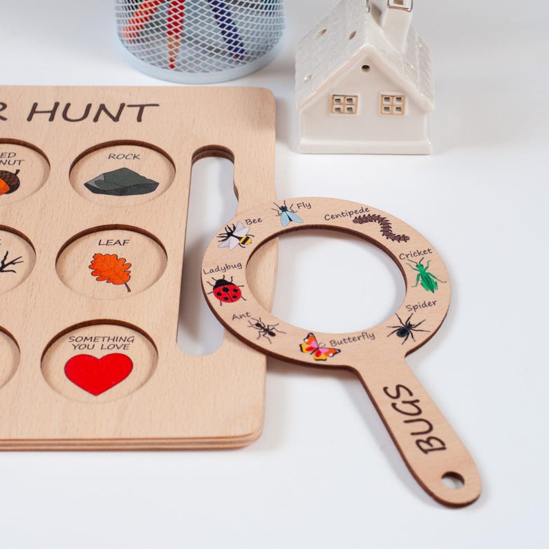 Scavenger Nature Hunt Board for Toddler Gift, Nature Walk Tray, Bug ...