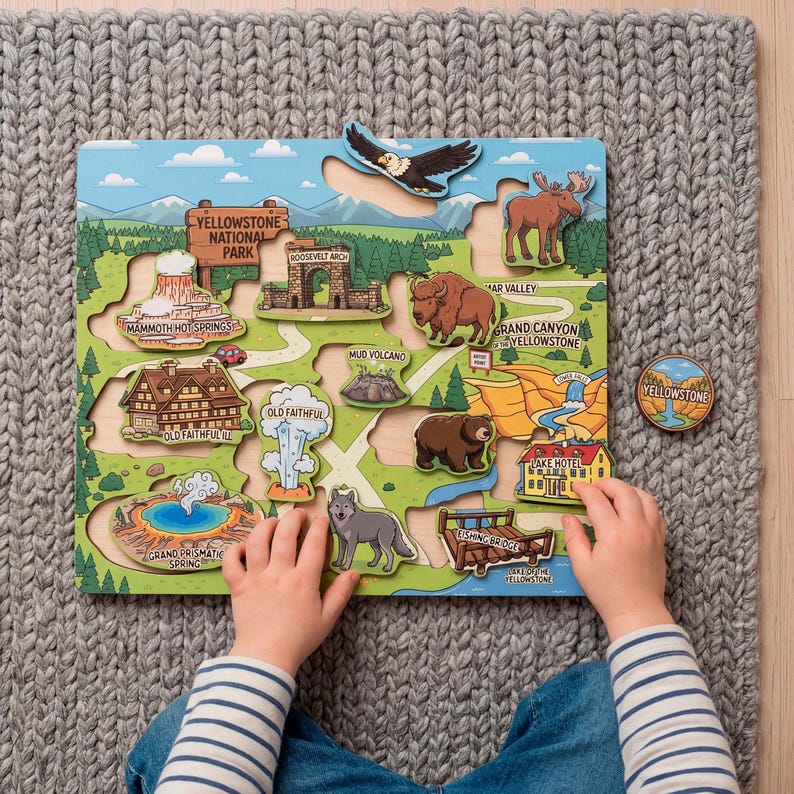 Independence Day Kid Gift, Yellowstone Puzzle, USA Geography Learning ...