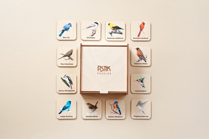 Gift for Kids Bird Toys Wooden Memory Game Birds Matching | Etsy