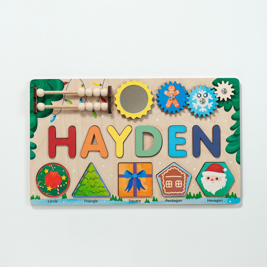 Christmas Baby Name Sign Puzzle, Toddler Busy Board, Montessori Toys ...