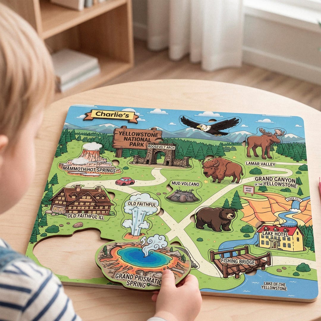 Independence Day Kid Gift, Yellowstone Puzzle, USA Geography Learning ...