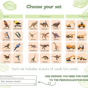 Dinosaurs Matching Cards, Learning Dino Flashcards, Wooden Memory Cards ...