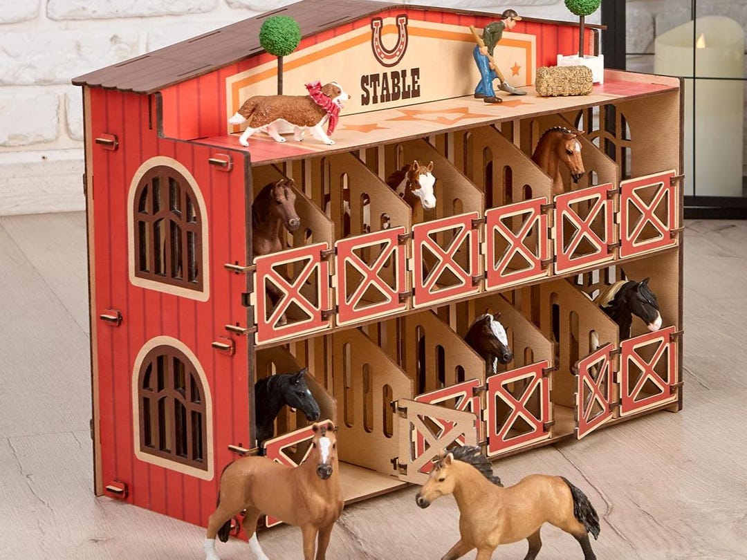 Personalized Wooden Stable Horses With Light for Kids, Mini Horses ...