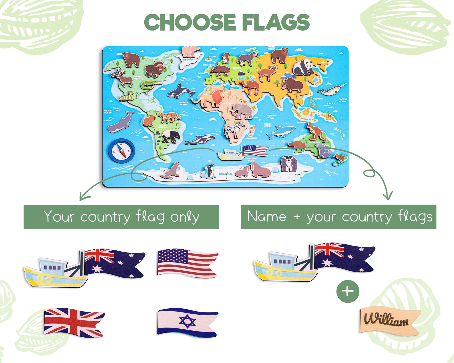 Kids Educational Wood Toys Big World Map Puzzle With - Etsy