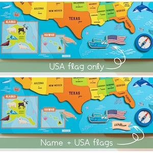Kids USA Map, Montessori Toys 2 Year Old Gift for Kids, Wooden Puzzle ...