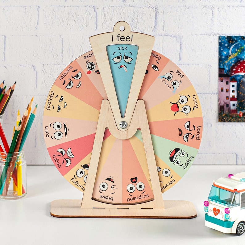 Montessori Feelings Emotion Wheel, Emojis Chart for Kids, Toddlers Play ...