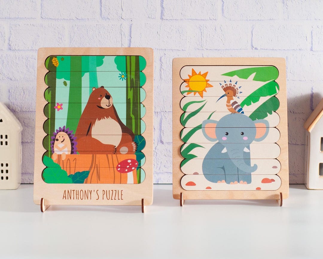 Personalized Jigsaw Puzzle With Animals, Wooden Sticks Puzzle, Gift for ...