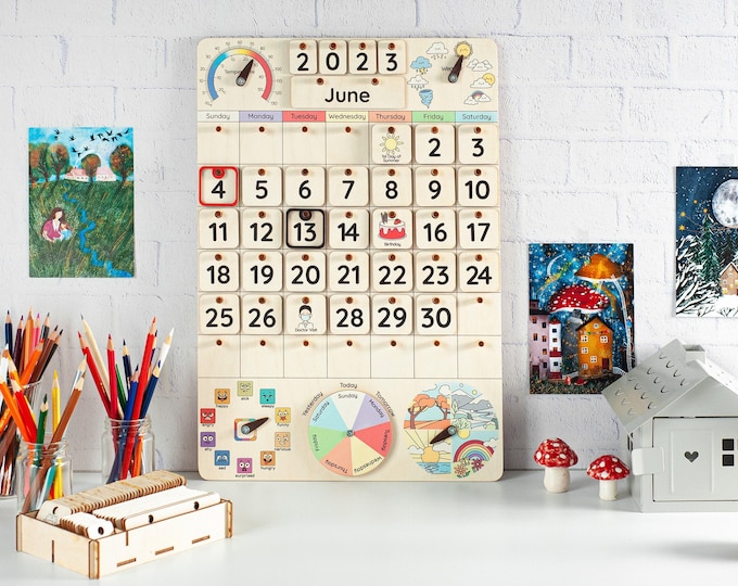 Wooden Perpetual Calendar, Perpetual Calendar, Wood Calendar, Waldorf ...