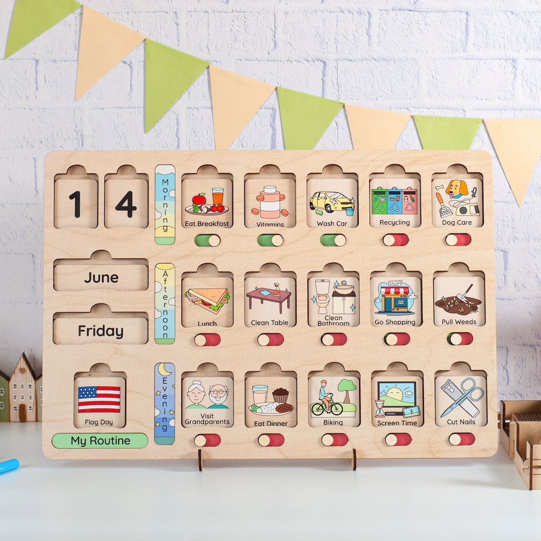 Chore Chart for Kids, Montessori Calendar, Kids Routine Chart, Toddler ...