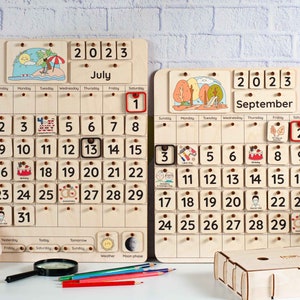 Wooden Calendar for Toddlers, Homeschool Wall Calendar, Perpetual ...