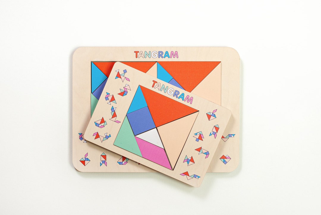 Fun Colorful Tangram Puzzle, Wooden Puzzle for Kids, Wooden Toys ...