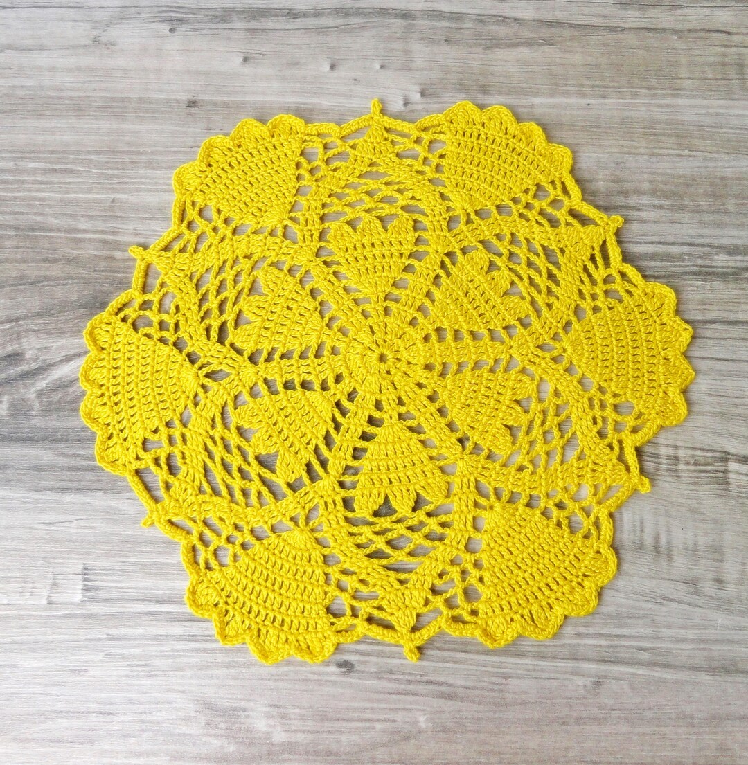 Crochet Yellow Tulip Doily Set of 2, Crochet Napkin, Crochet Tulip Home ...