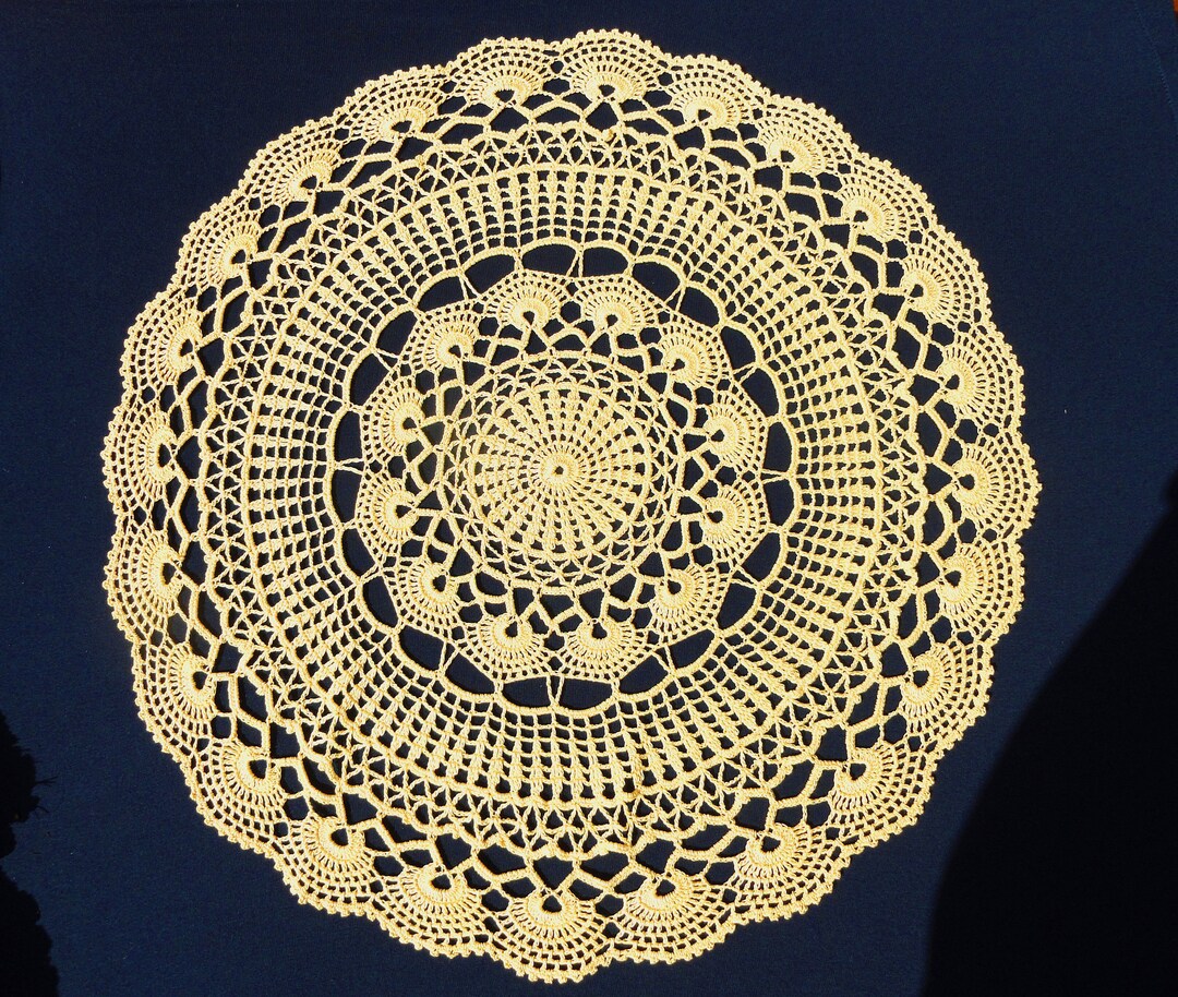 Yellow Crochet Round Lace Doily Table Mat,rosette Doily,handmade Gift ...