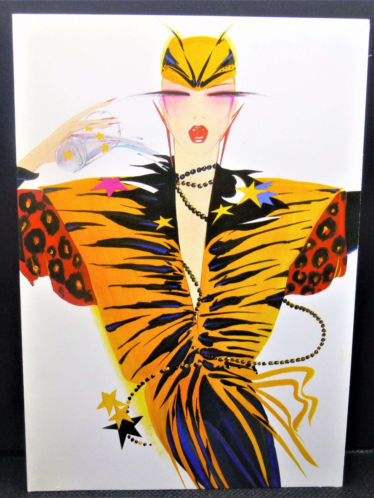 Vintage 1980s Turnowsky Art Card Aquarius the Cat Drawing | Etsy