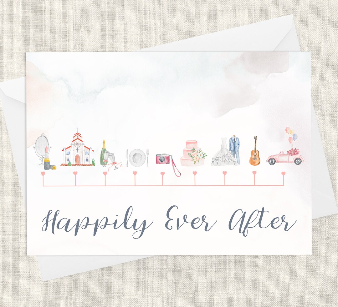 Happily Ever After Greetings Card With Envelope - Her Him - Wedding Day ...