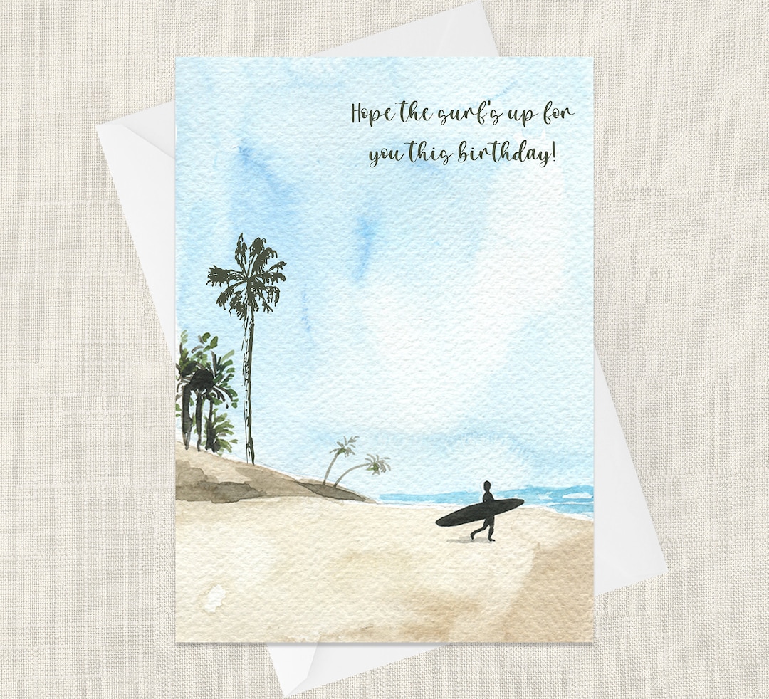 Hope the Surf's up for You This Birthday Greetings Card With Envelope ...