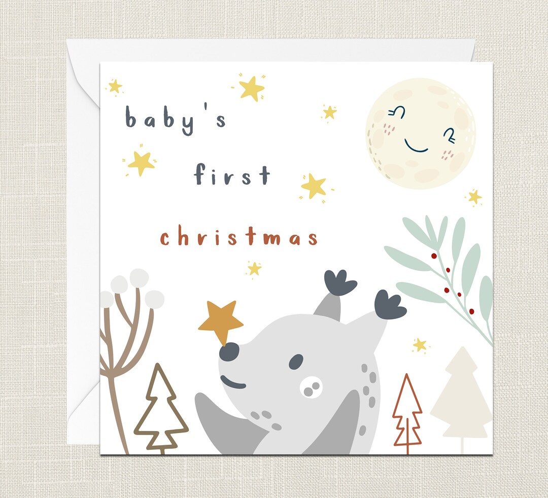 Baby's First Christmas Greetings Card With Envelope - Merry Xmas ...