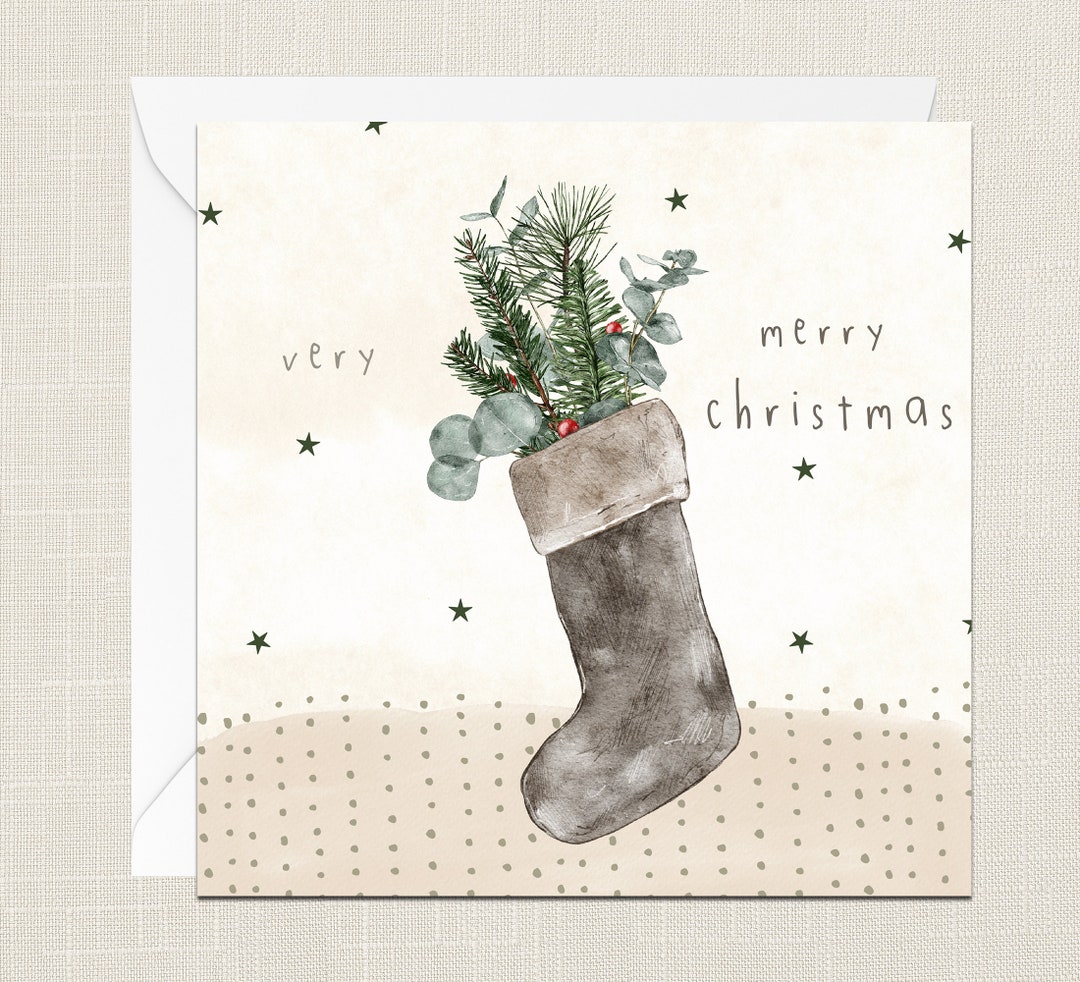 Very Merry Christmas Greetings Card With Envelope - Merry Xmas - Happy ...
