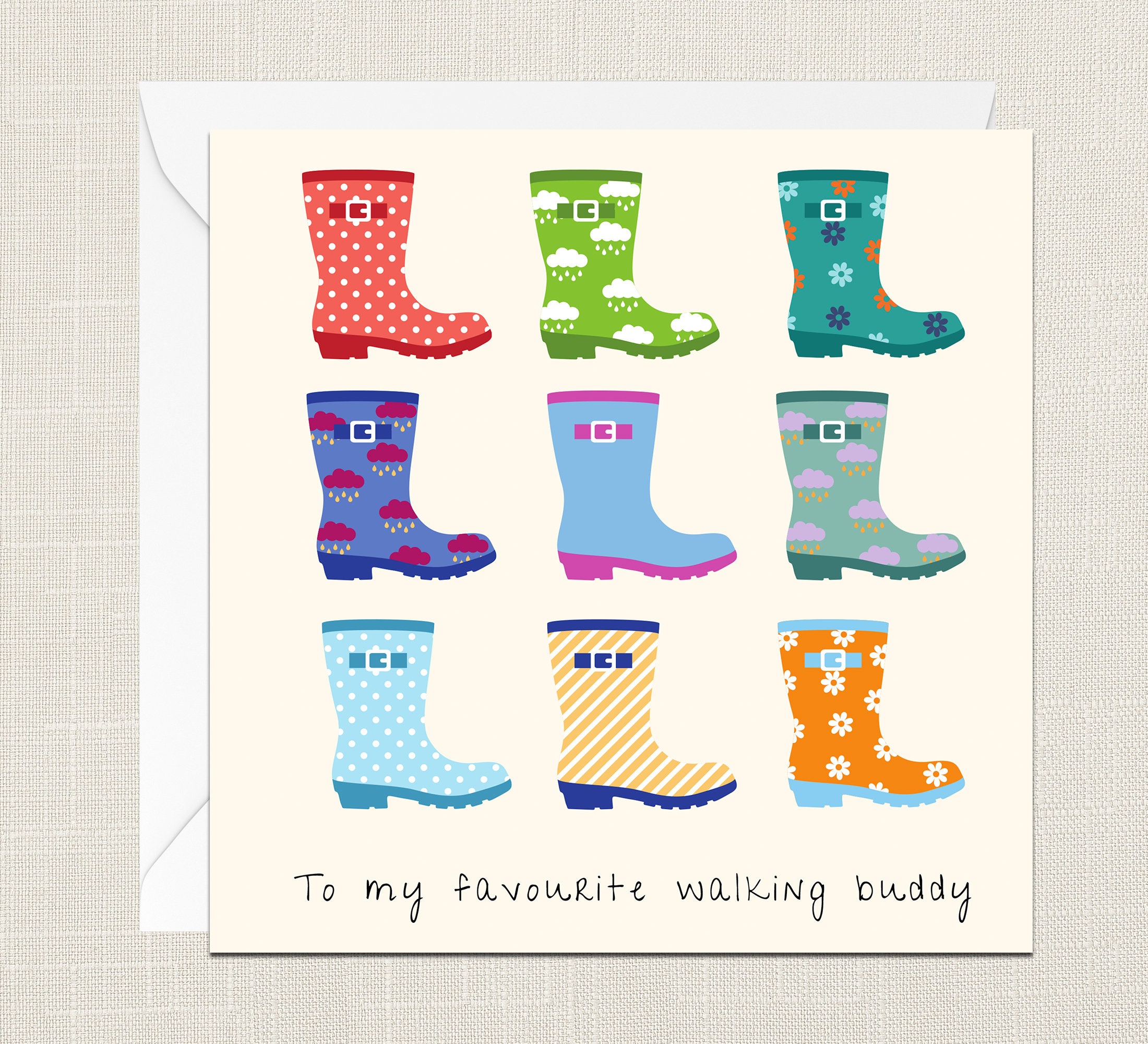 To My Favourite Walking Buddy Greetings Card With Envelope - Birthday ...