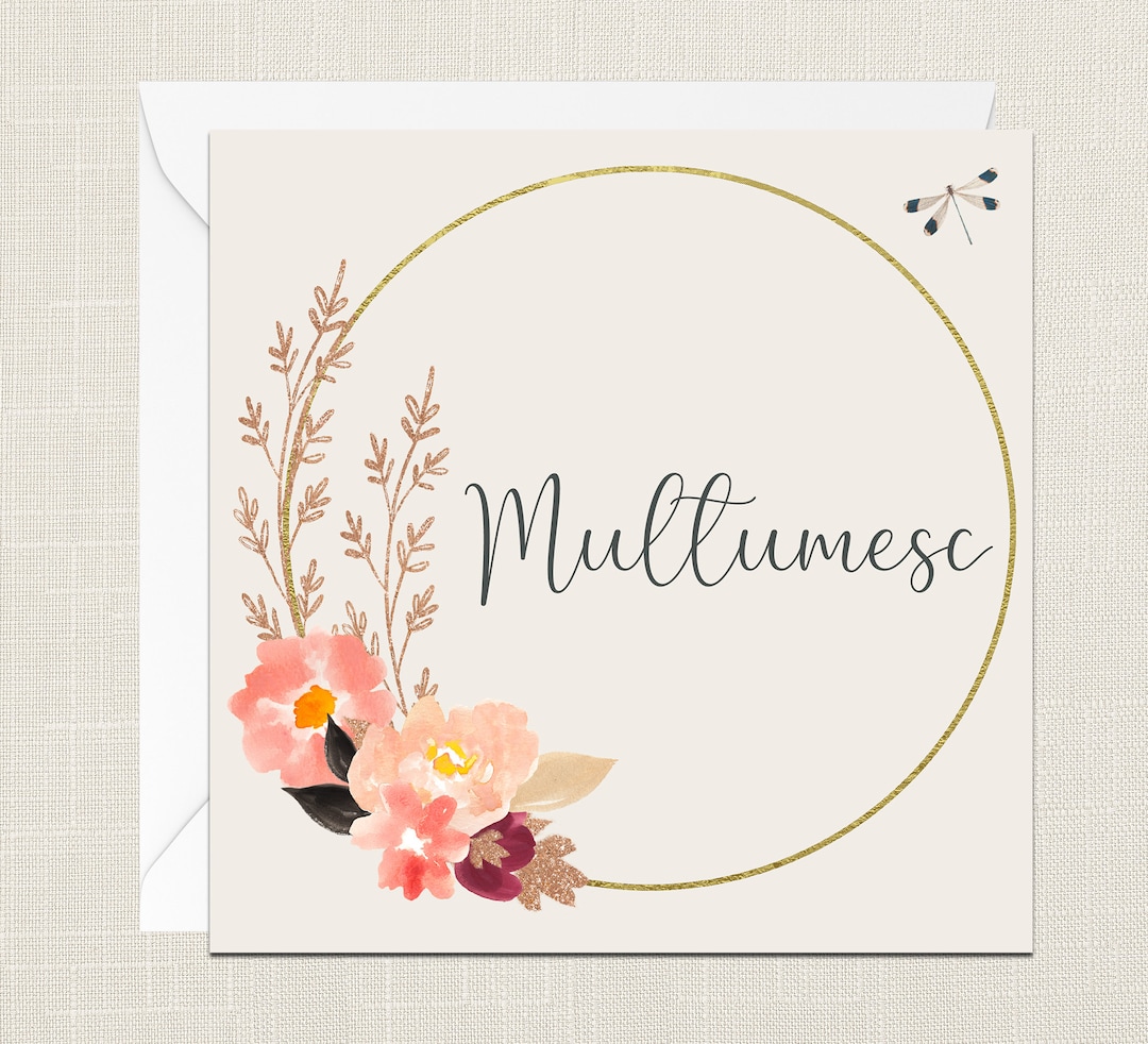 Mulțumesc Greetings Card With Envelope - Cards for Her Gifts for Friend ...
