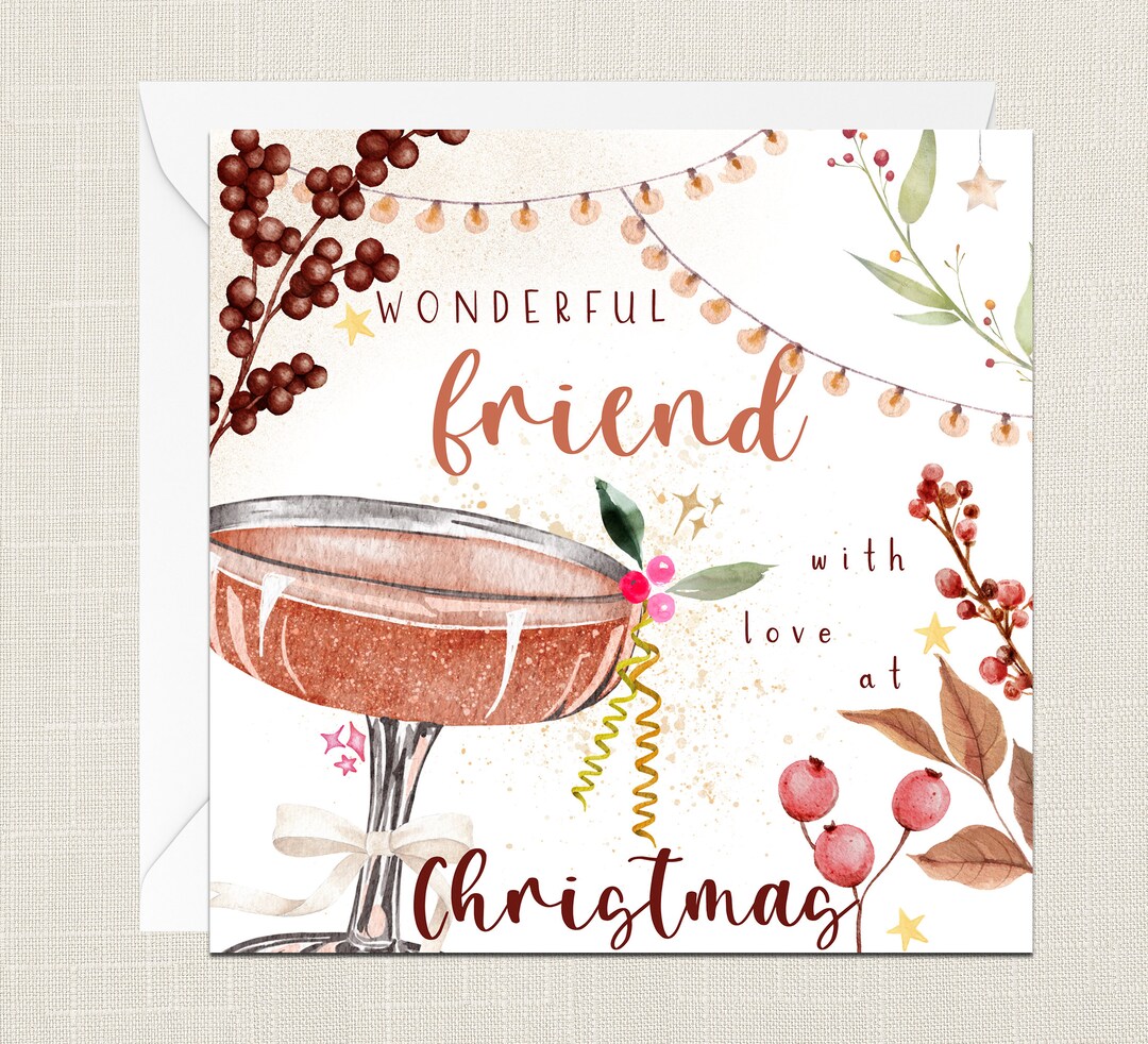 Wonderful Friend With Love at Christmas Greetings Card With Envelope ...