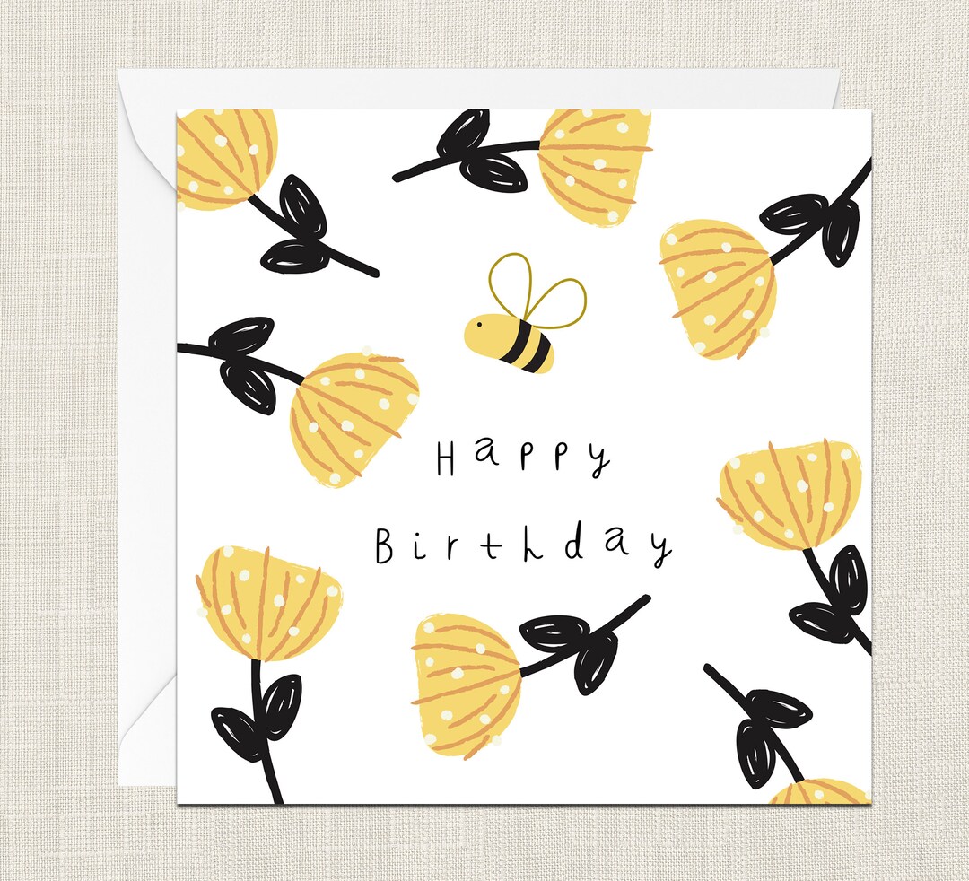 Happy Birthday Bee Greetings Card With Envelope - Birthday Card - Best ...