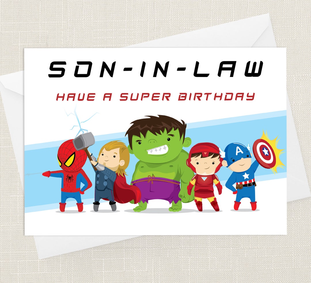Son-in-law Have A Super Birthday Superhero Greetings Card With Envelope ...