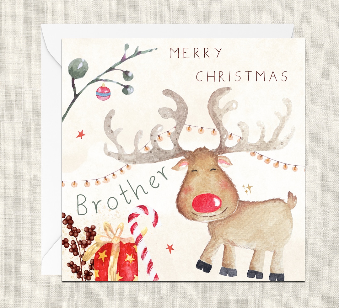 Merry Christmas Brother Greetings Card With Envelope - Merry Xmas ...