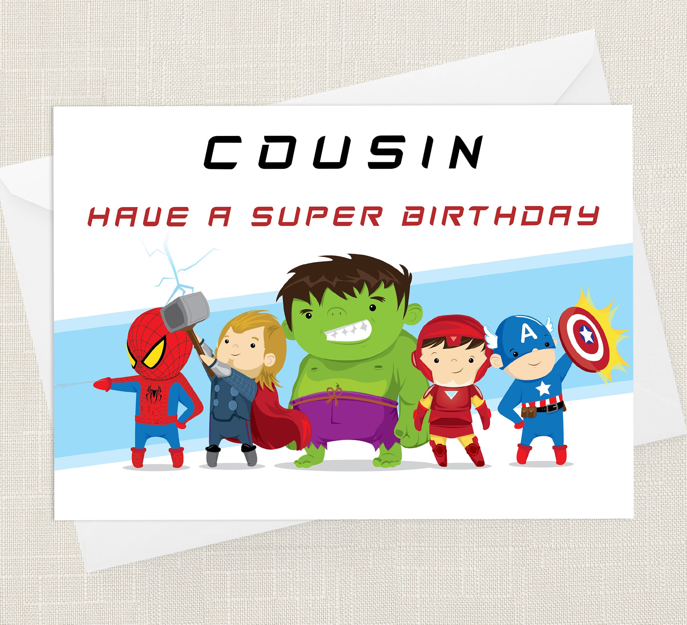 Cousin Have A Super Birthday Superhero Greetings Card With Envelope ...