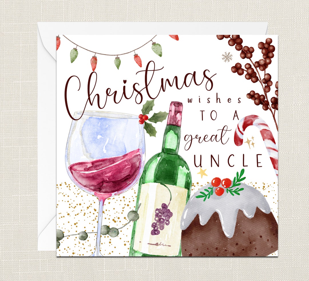 Christmas Wishes to A Great Uncle Greetings Card With Envelope - Merry ...