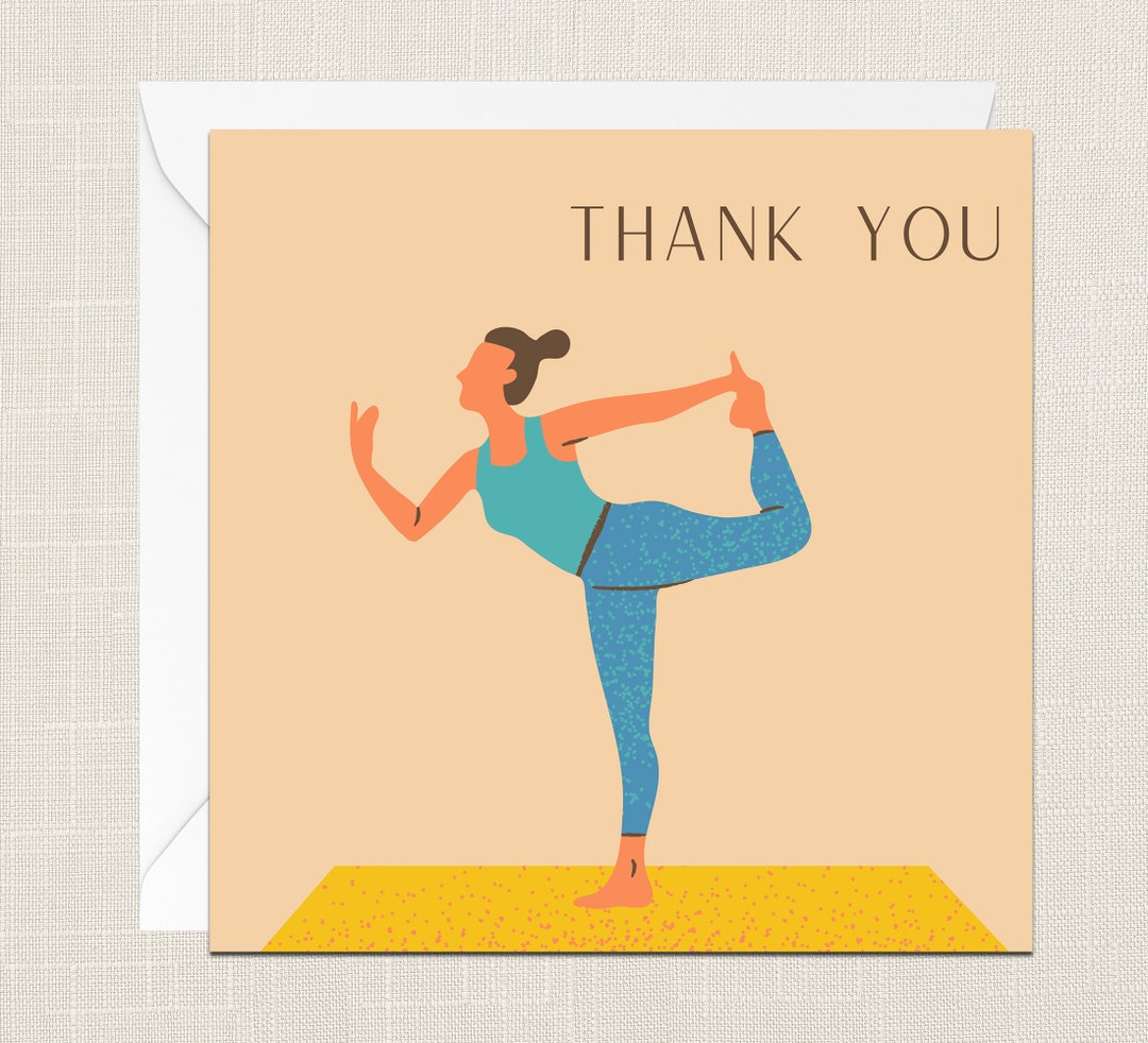 Thank You Yoga Themed Greetings Card With Envelope - Just to Say ...