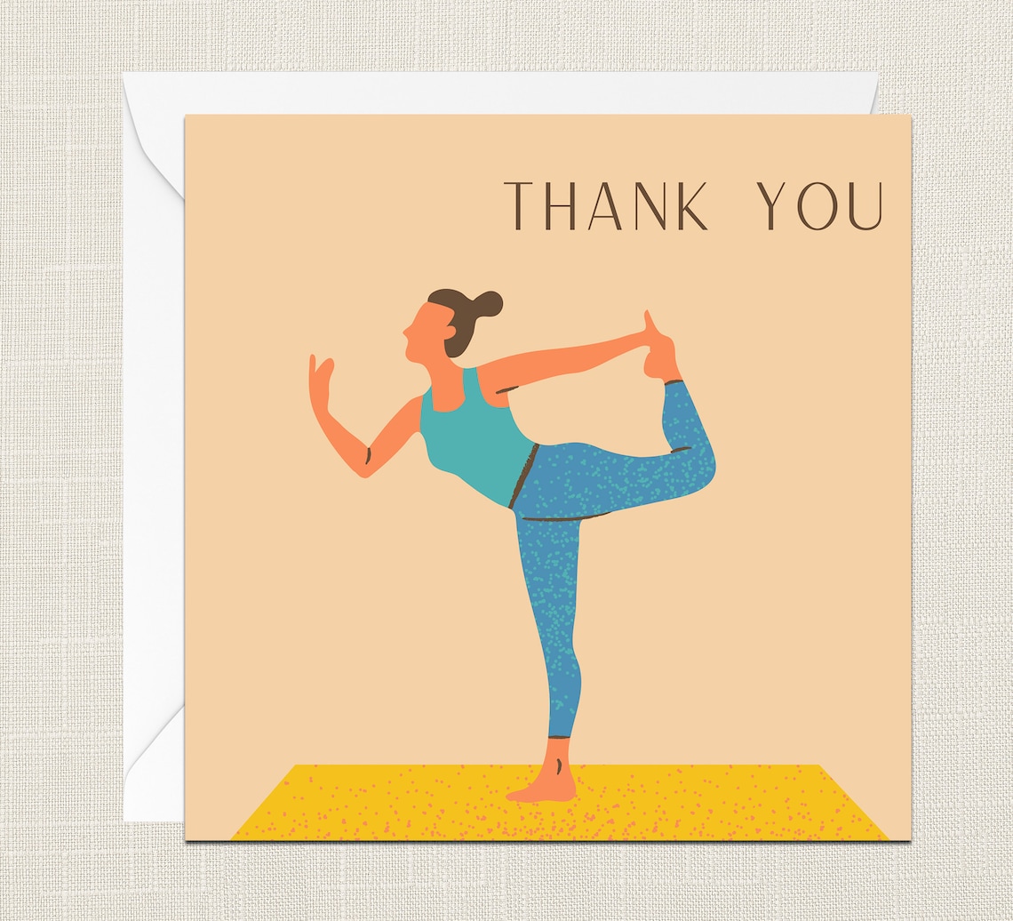 Thank You Yoga Themed Greetings Card With Envelope - Just to Say ...
