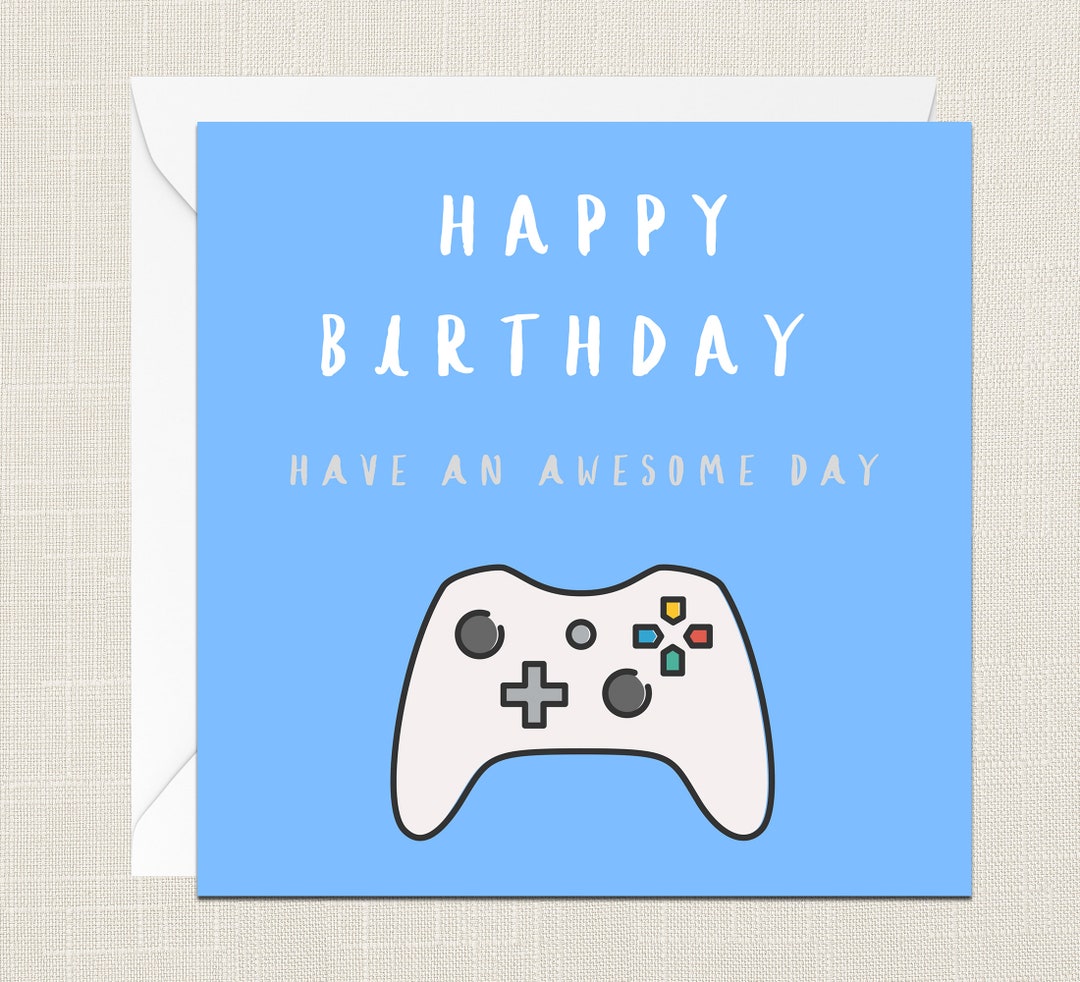 Happy Birthday Gaming Controller Greetings Card With Envelope ...
