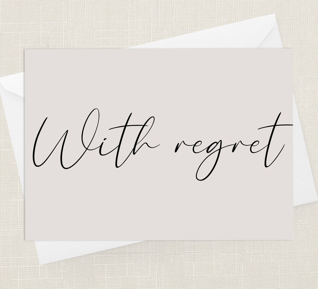 Wedding With Regret Decline Greetings Card With Envelope - Celebration ...