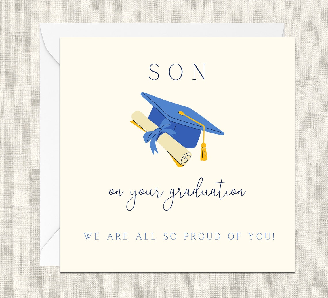 Son on Your Graduation Greetings Card With Envelope Cards - Etsy UK