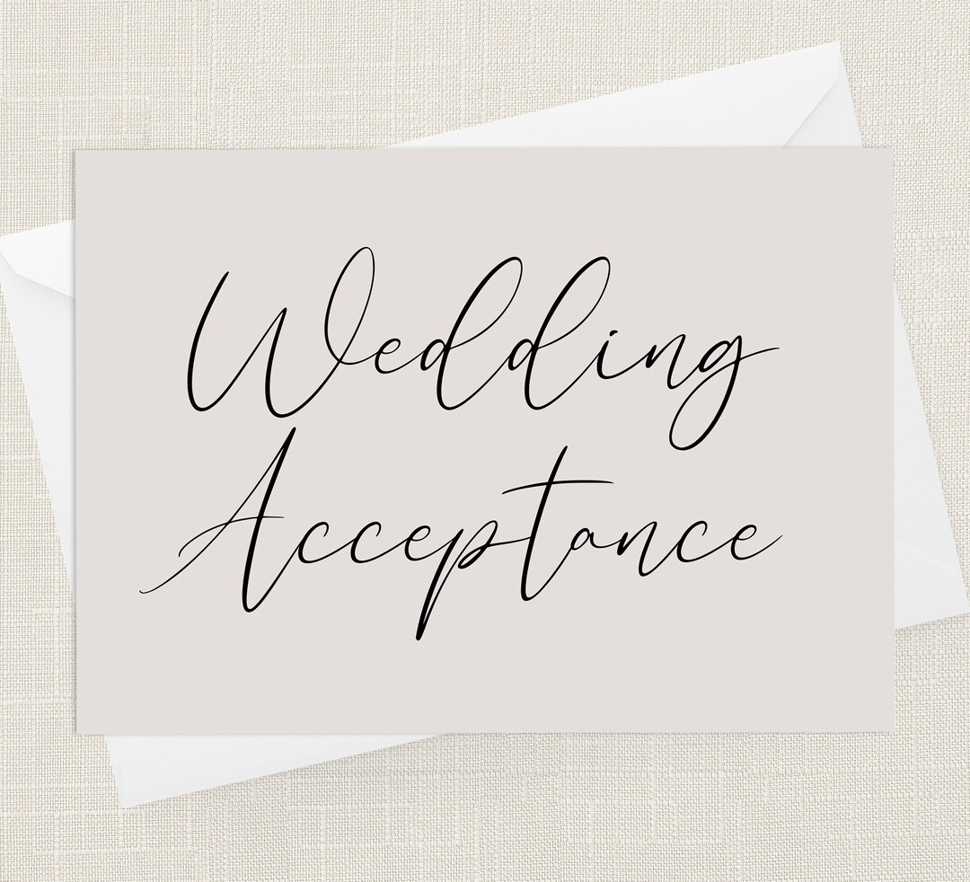 Wedding Acceptance Greetings Card With Envelope - Her Him - Celebration ...