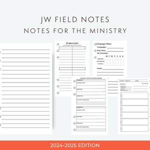 JW Field Notes | SEPTEMBER 2025 - AUGUST 2026 | Service Organizer ...