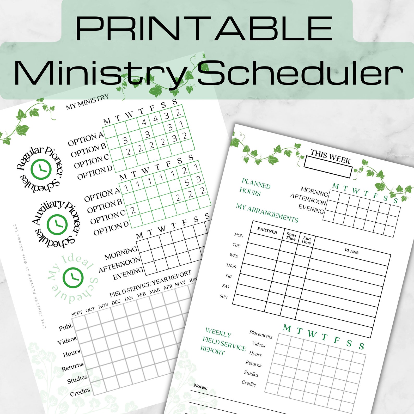 PRINTABLE Ministry Scheduler/ Digital Pdf Download/jw Planner/pioneer ...