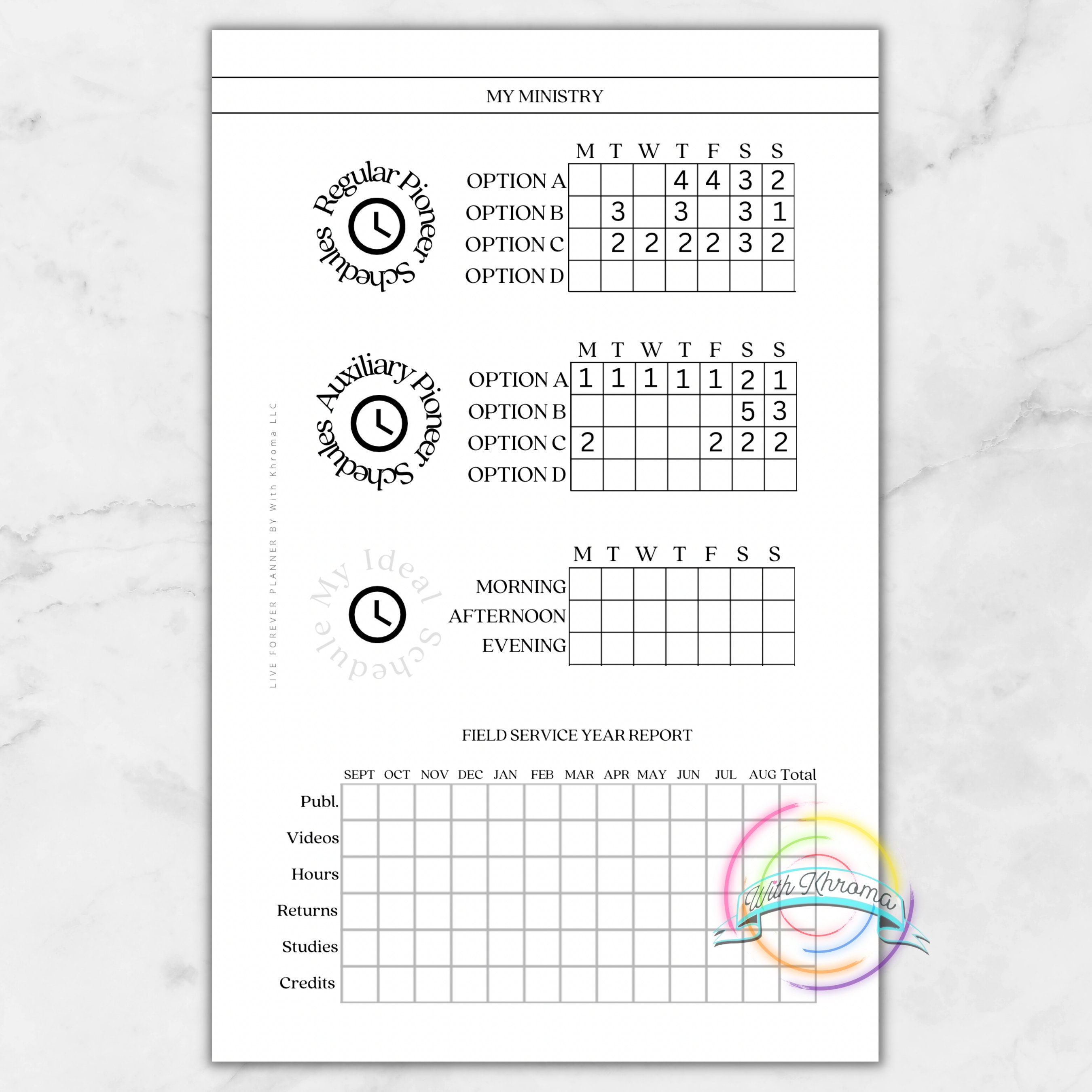 PRINTABLE Ministry Scheduler/ Digital Pdf Download/jw Planner/pioneer ...