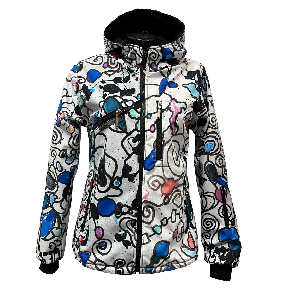 Abstract Art Softshell Jacket - Colorful Patterned Waterproof ...