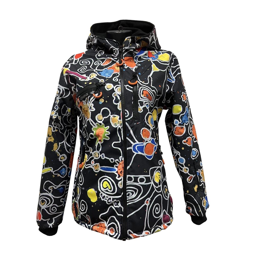 Abstract Art Softshell Jacket – Colorful Psychedelic Waterproof Ski ...