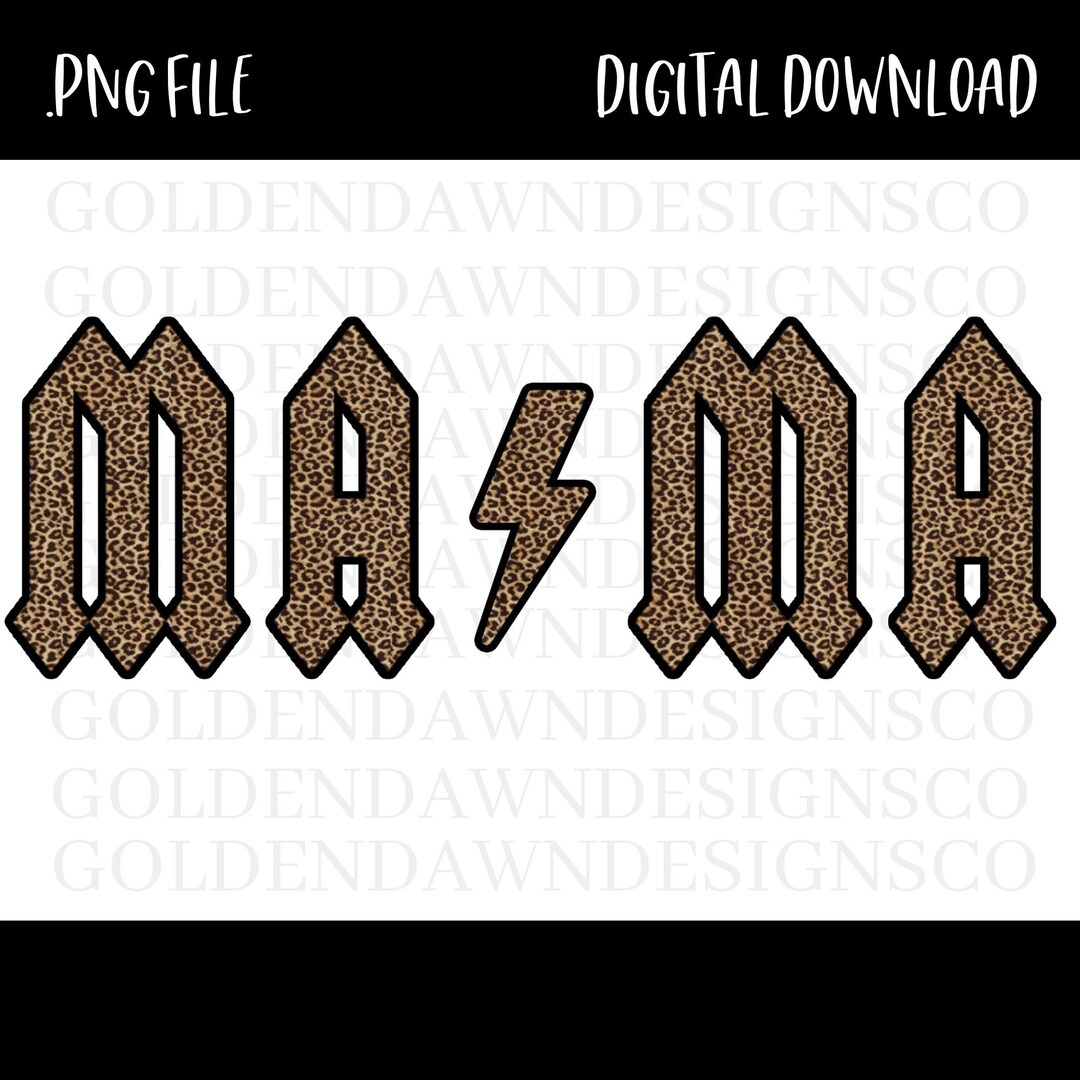 Rock Band Mama Png, ACDC Inspired File, Leopard Print Mama Png, Mom ...