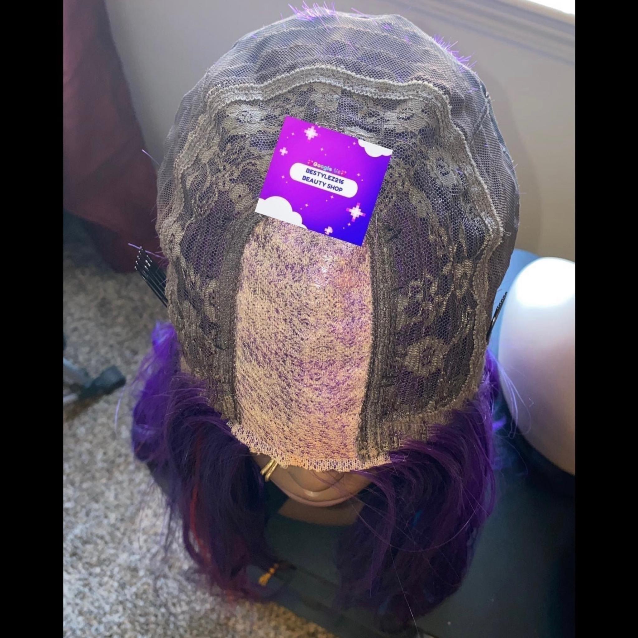 Purple Straight Wig, Rainbow Hair Tinsel, 28 Inch Synthetic Lace ...